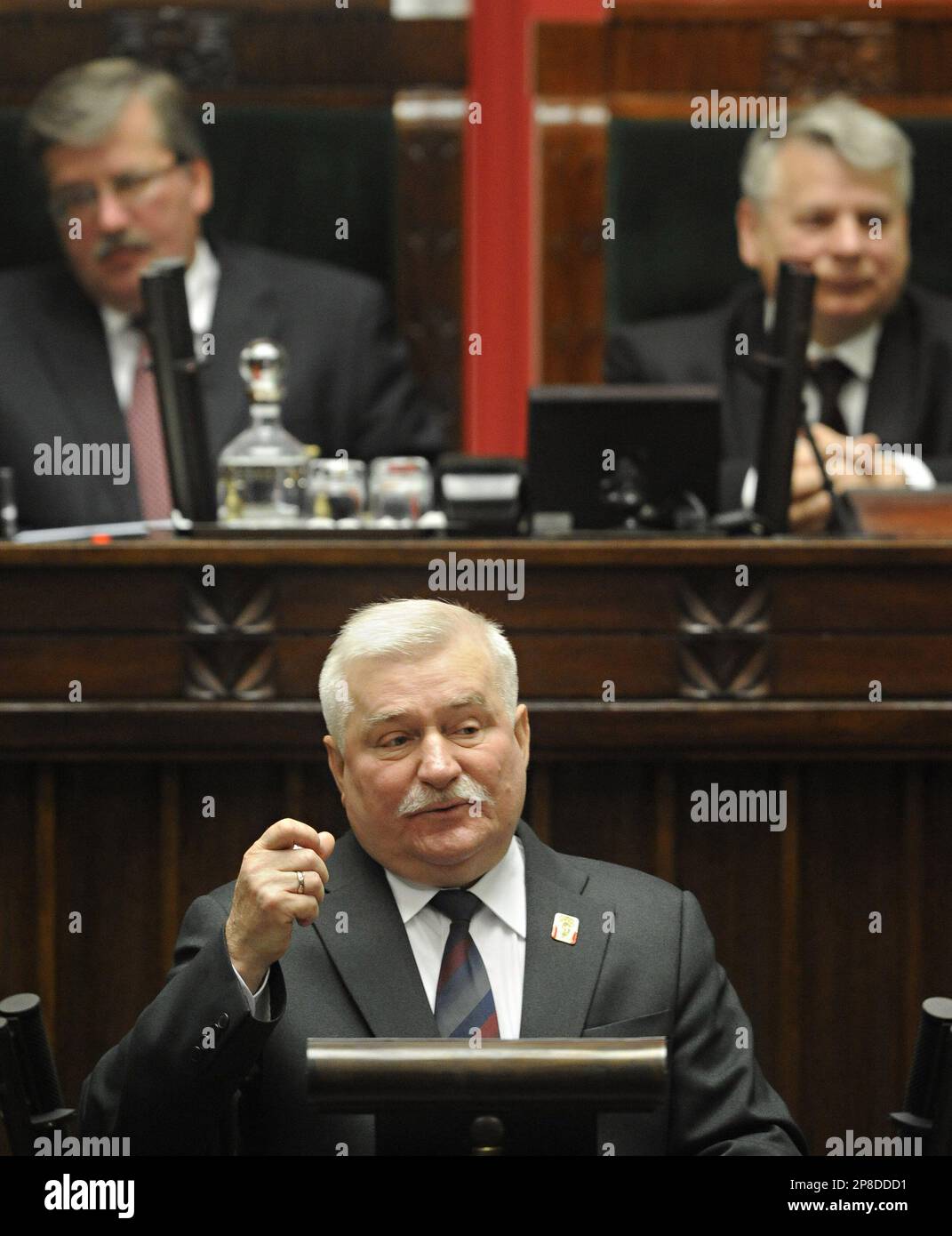 Former Polish President and Solidarity leader Lech Walesa speaks in the ...