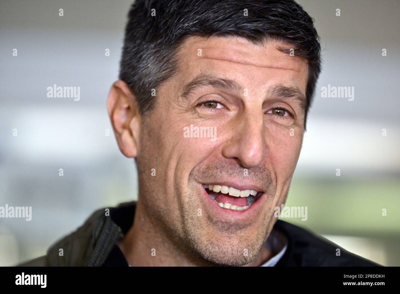 Victim of the attacks, former basket player Sebastien Bellin talks to ...