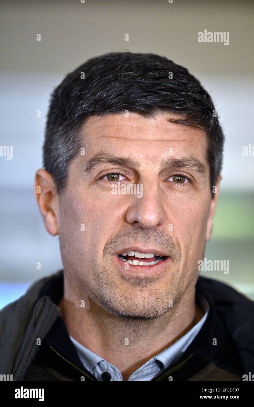 Victim of the attacks, former basket player Sebastien Bellin talks to ...