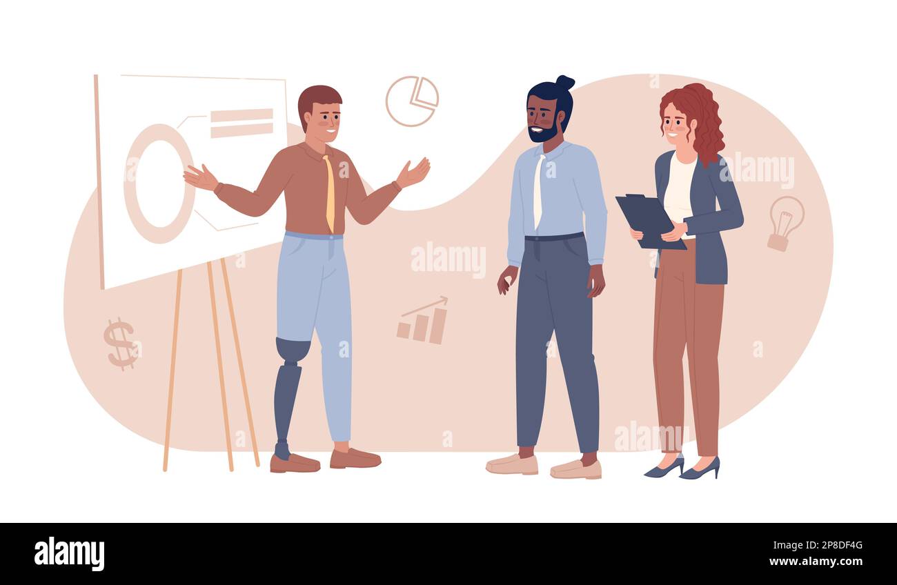 Discussing sales strategy 2D vector isolated spot illustration Stock ...