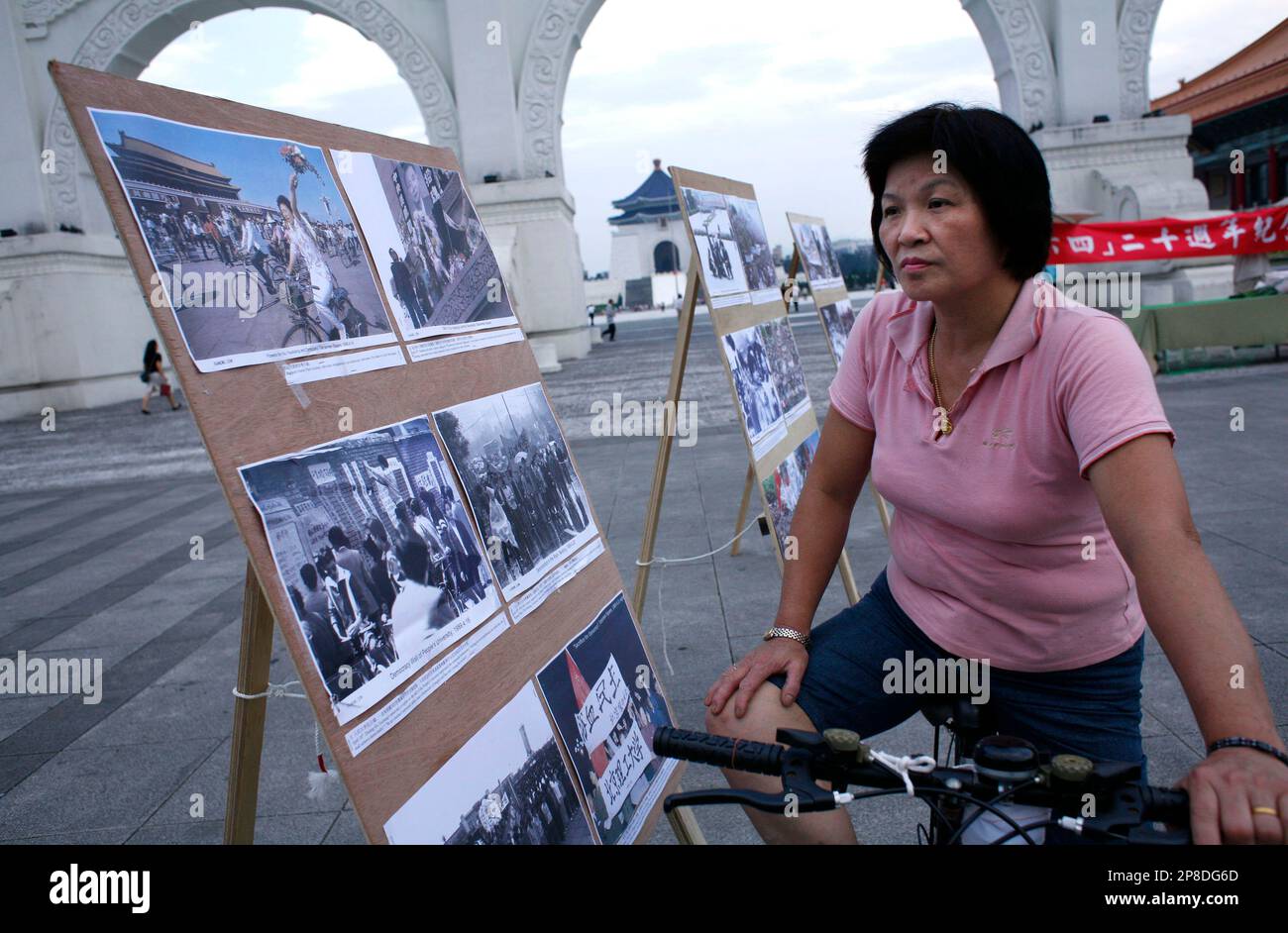 A visitor views images from the 1989 Chinese government crackdown on ...