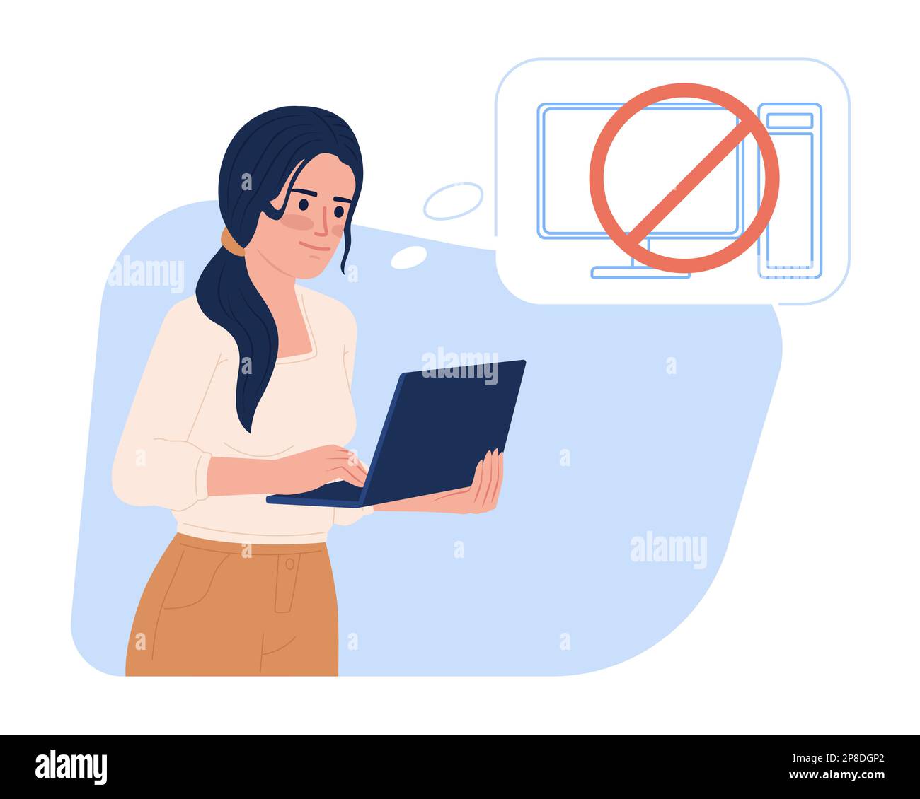 Using laptop to reduce power consumption 2D vector isolated spot ...