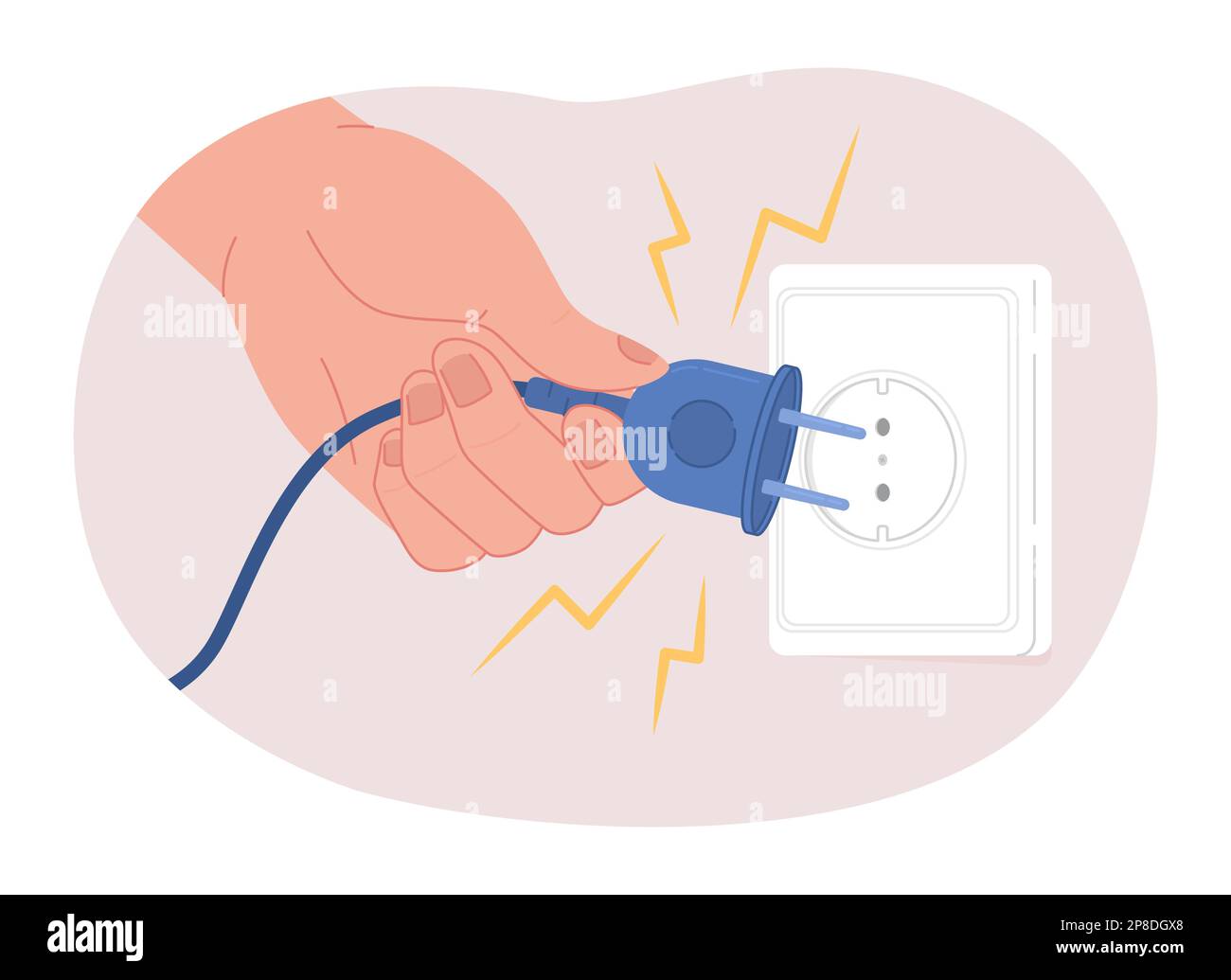 Disconnecting power cord 2D vector isolated spot illustration Stock ...