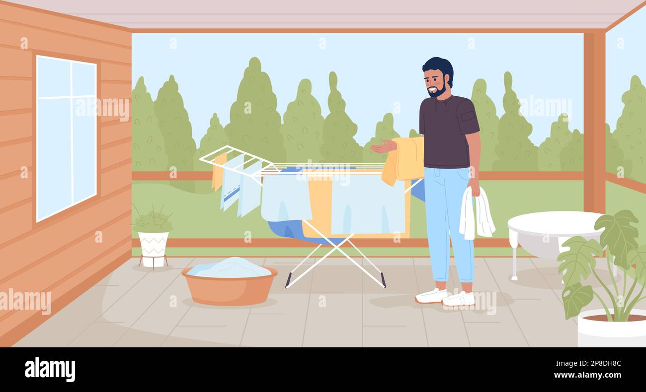 Vector illustration clothes drying outdoor hi-res stock photography and ...