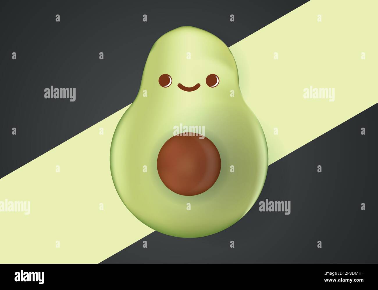Avocado Character . Fruit and Vegetable Cute and realistic Icon Vector ...