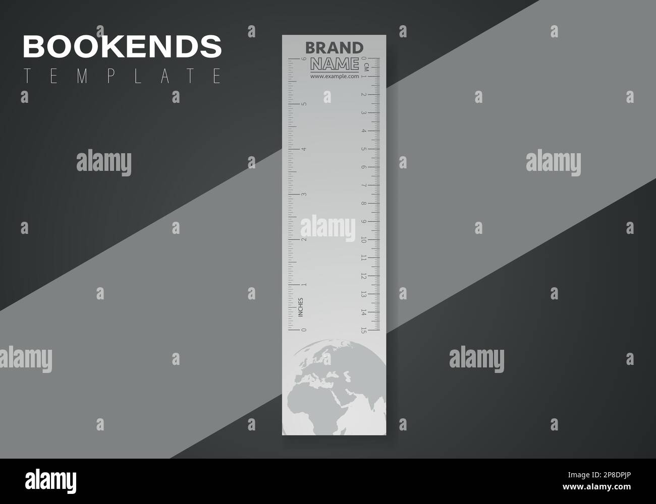 World Concept Vertical vector bookmarks design template with ruller and ...