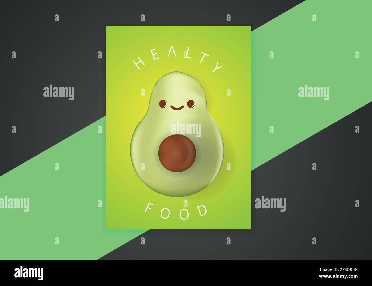 Avocado Character healty food poster template. Fruit and Vegetable Cute ...