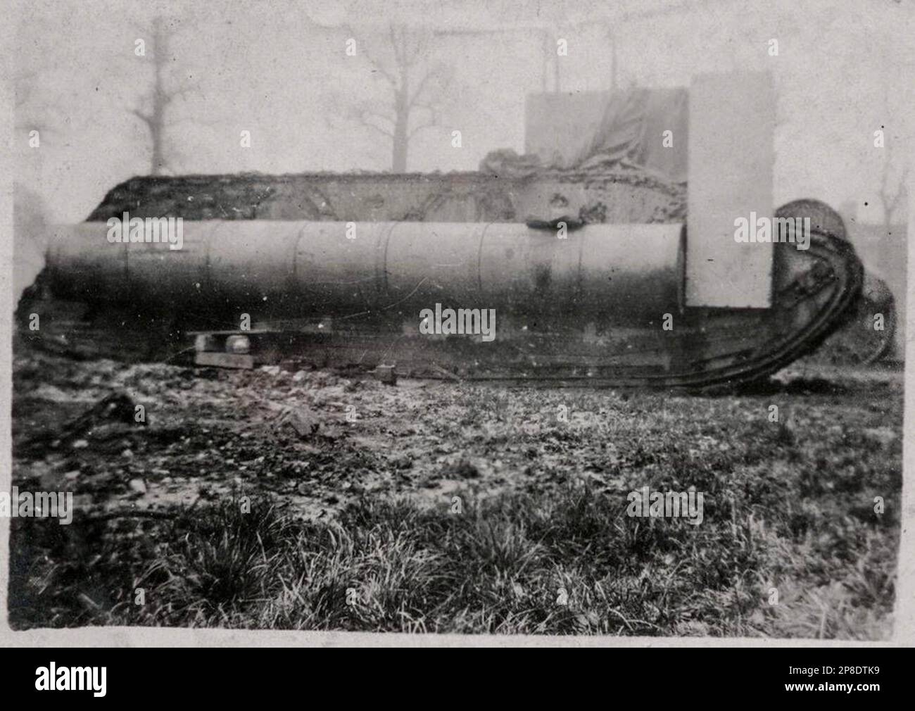 Side View of the Mark IX during its amphibious conversion trials at ...
