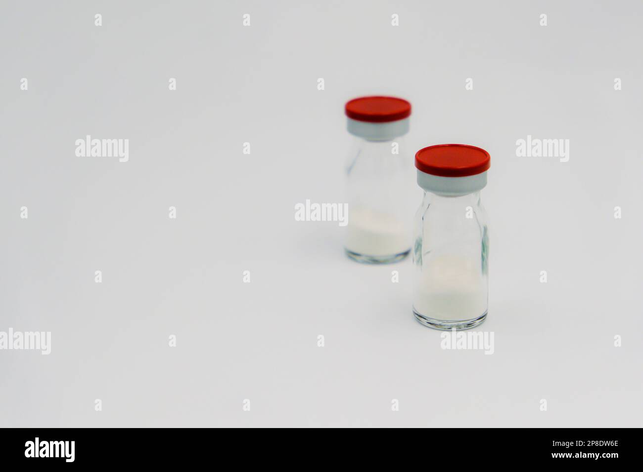 Vials of medicine in powder form, glass medical pharmaceutical sterile ...