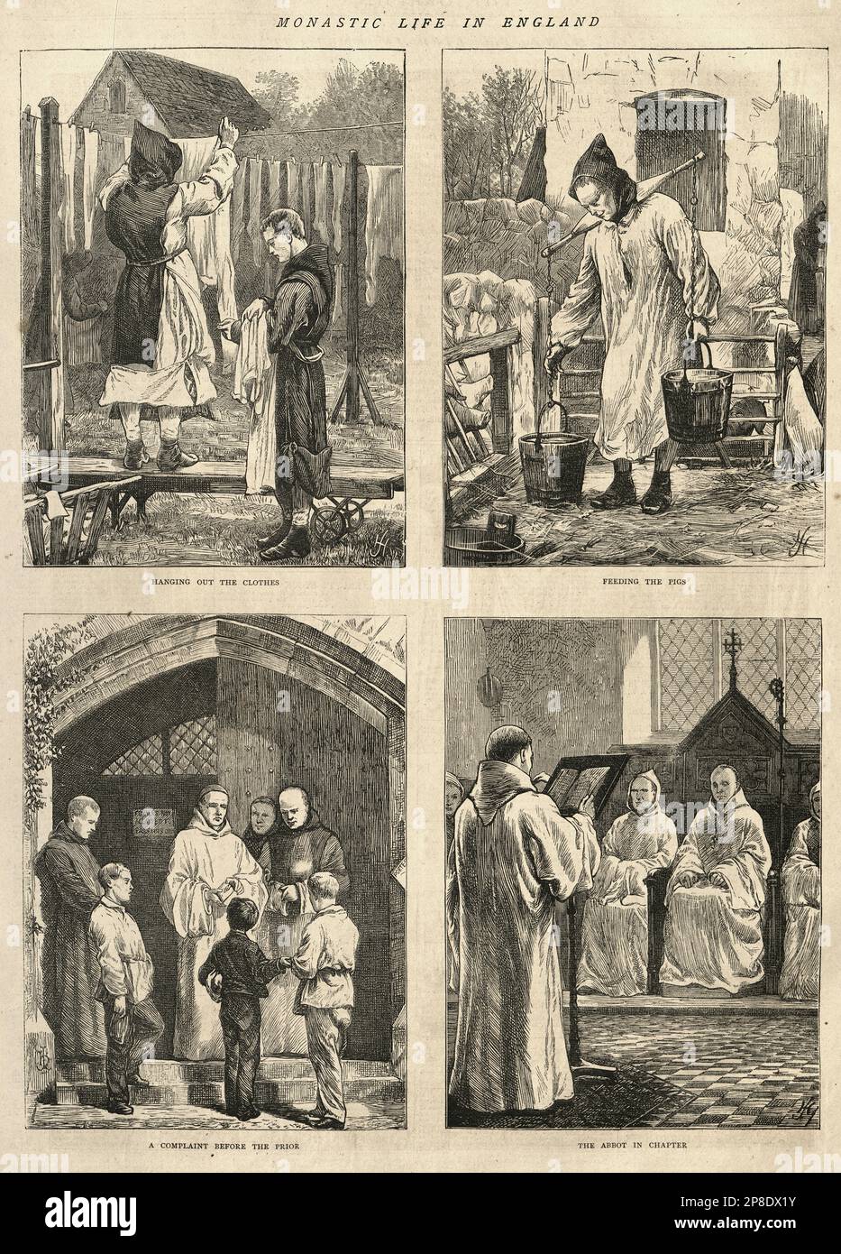 Scenes from monastic life in England, Monks, 1870s, Victorian 19th ...