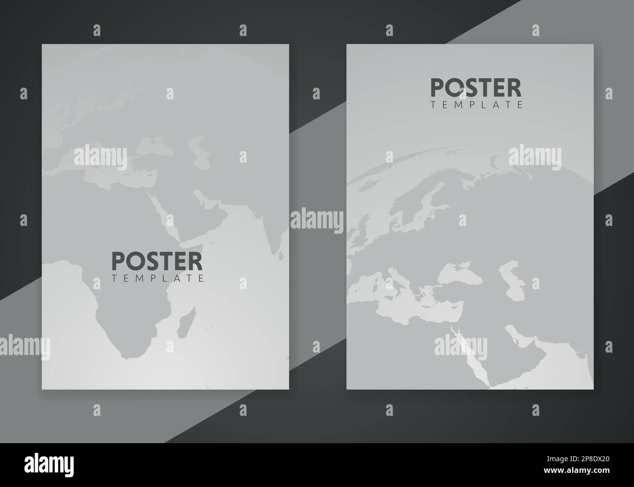 Trendy world concept poster set. Vector cover templates with world map ...