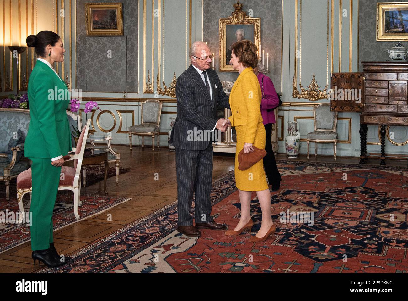 King Carl XVI Gustaf, Queen Silvia and Crown Princess Victoria receive ...