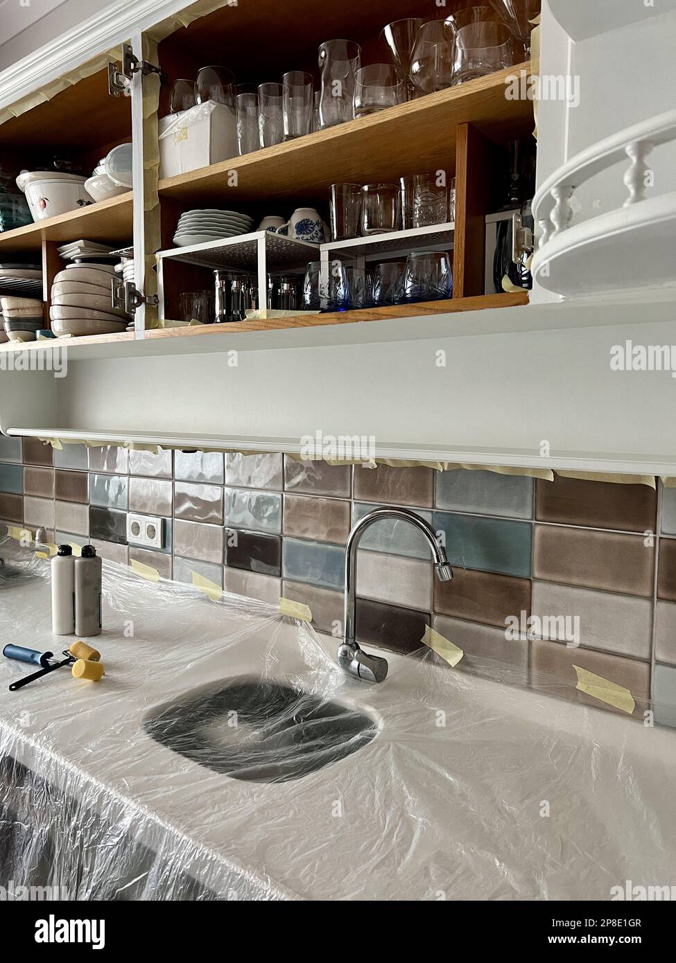 renovation, Renovating kitchen cabinets by painting them at home. diy ...