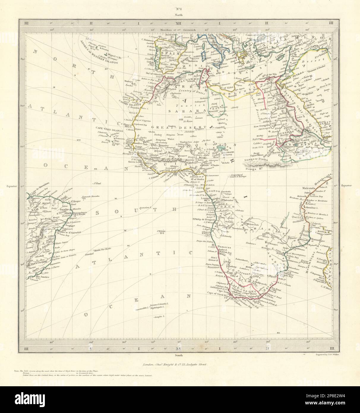 AFRICA South Europe Brazil Gnomonic Projection. Mountains of Kong. SDUK ...