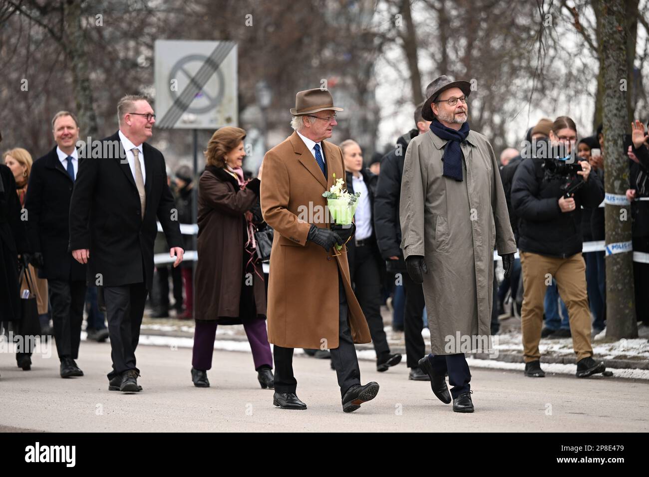 Sweden's King Carl XVI Gustaf, County Governor Johan Sterte and Queen ...