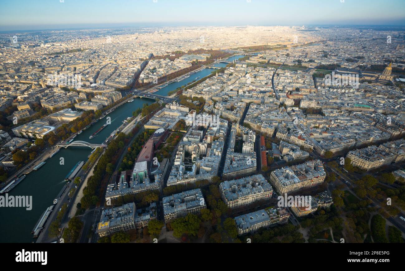 Aerial view of Paris with Seine river Stock Photo - Alamy