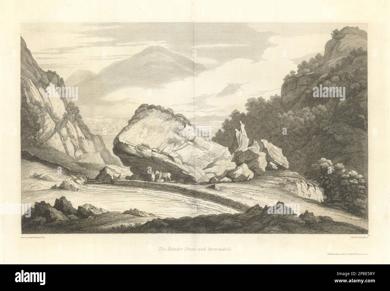 The Bowder Stone & Borrowdale by Joseph Farington. Lake District ...