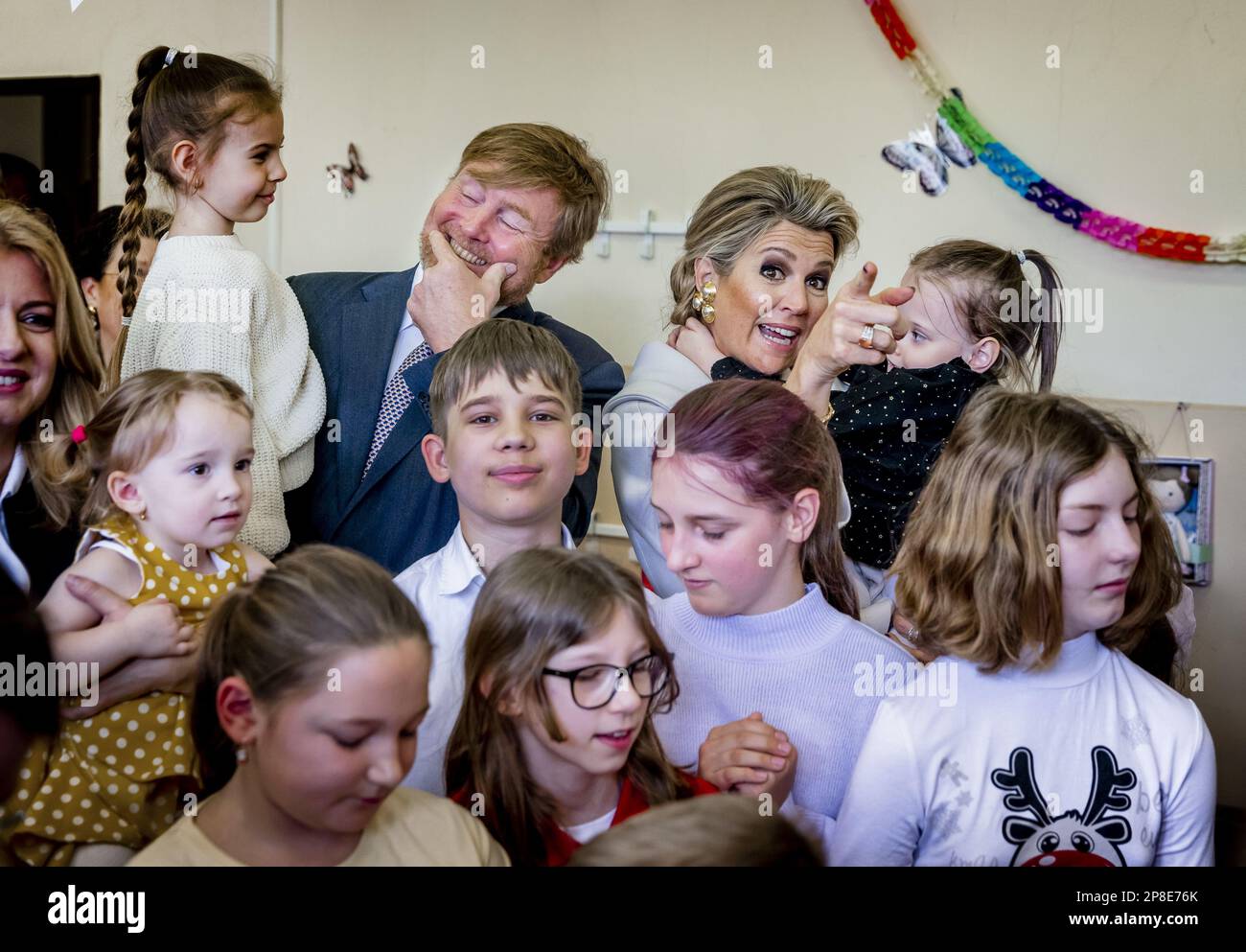 POPRAD - King Willem-Alexander and Queen Maxima visit an aid center for Ukrainian refugees ...