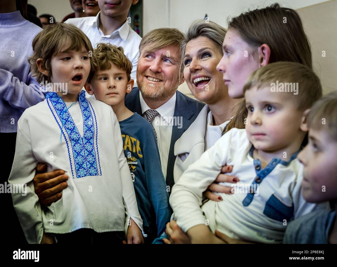 POPRAD - King Willem-Alexander and Queen Maxima visit an aid center for Ukrainian refugees ...
