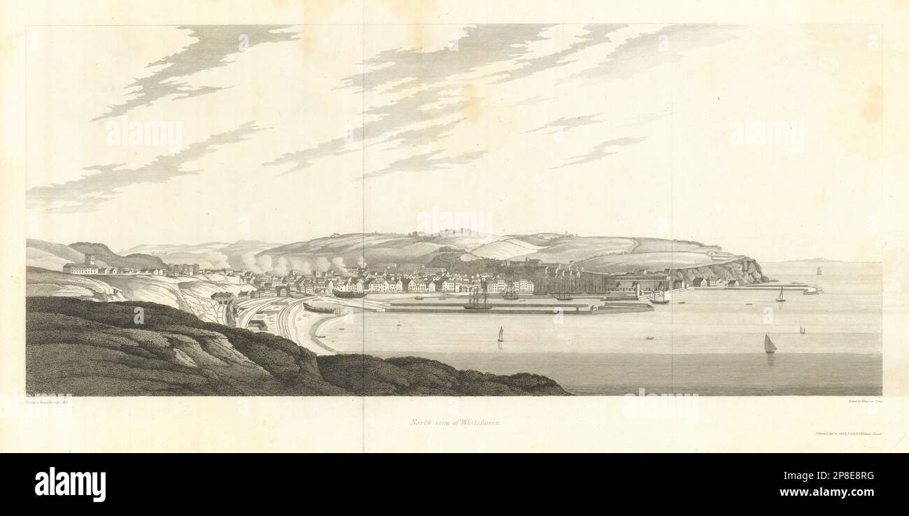 North view of Whitehaven, Cumbria. Panorama by Joseph Farington 1816 ...