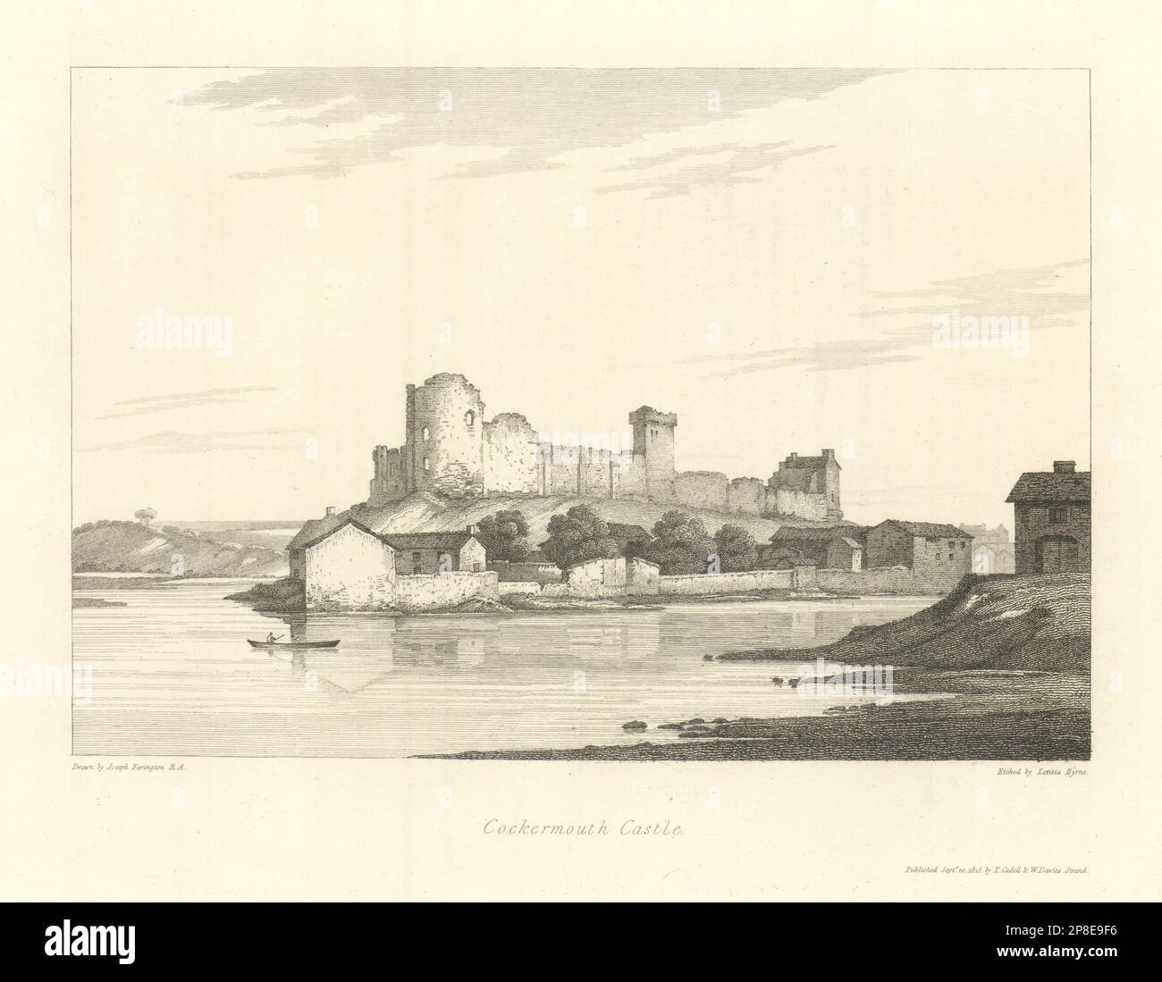 Cockermouth Castle by Joseph Farington. Cumbria 1816 old antique print ...