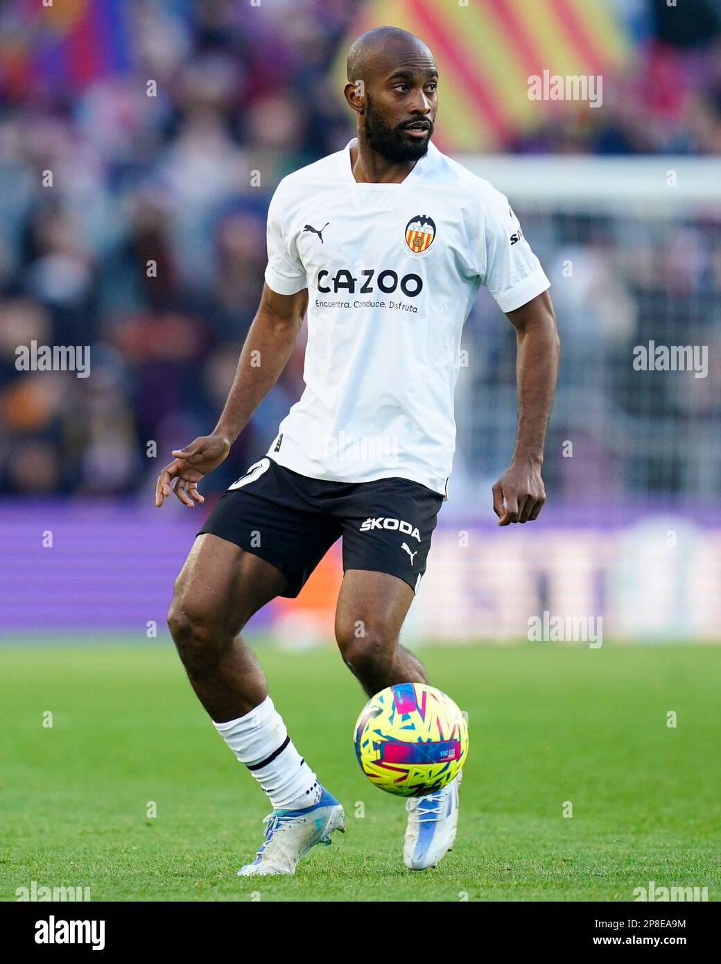 Dimitri Foulquier of Valencia CF during the La Liga match between FC ...
