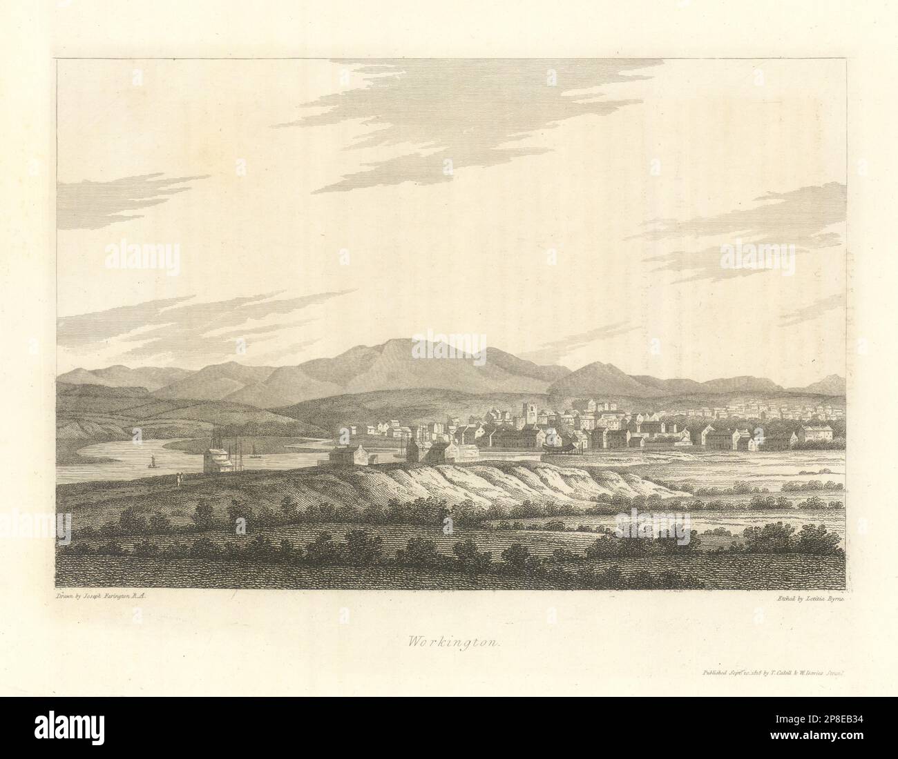 View of Workington by Joseph Farington. English Lake District. Cumbria ...