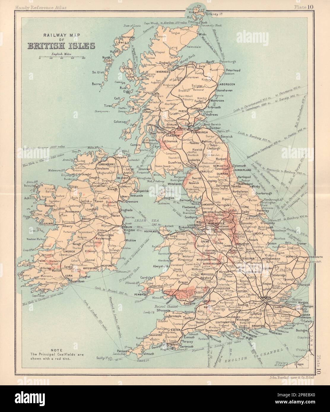 Railway map of British Isles showing coalfields. BARTHOLOMEW 1898 old ...