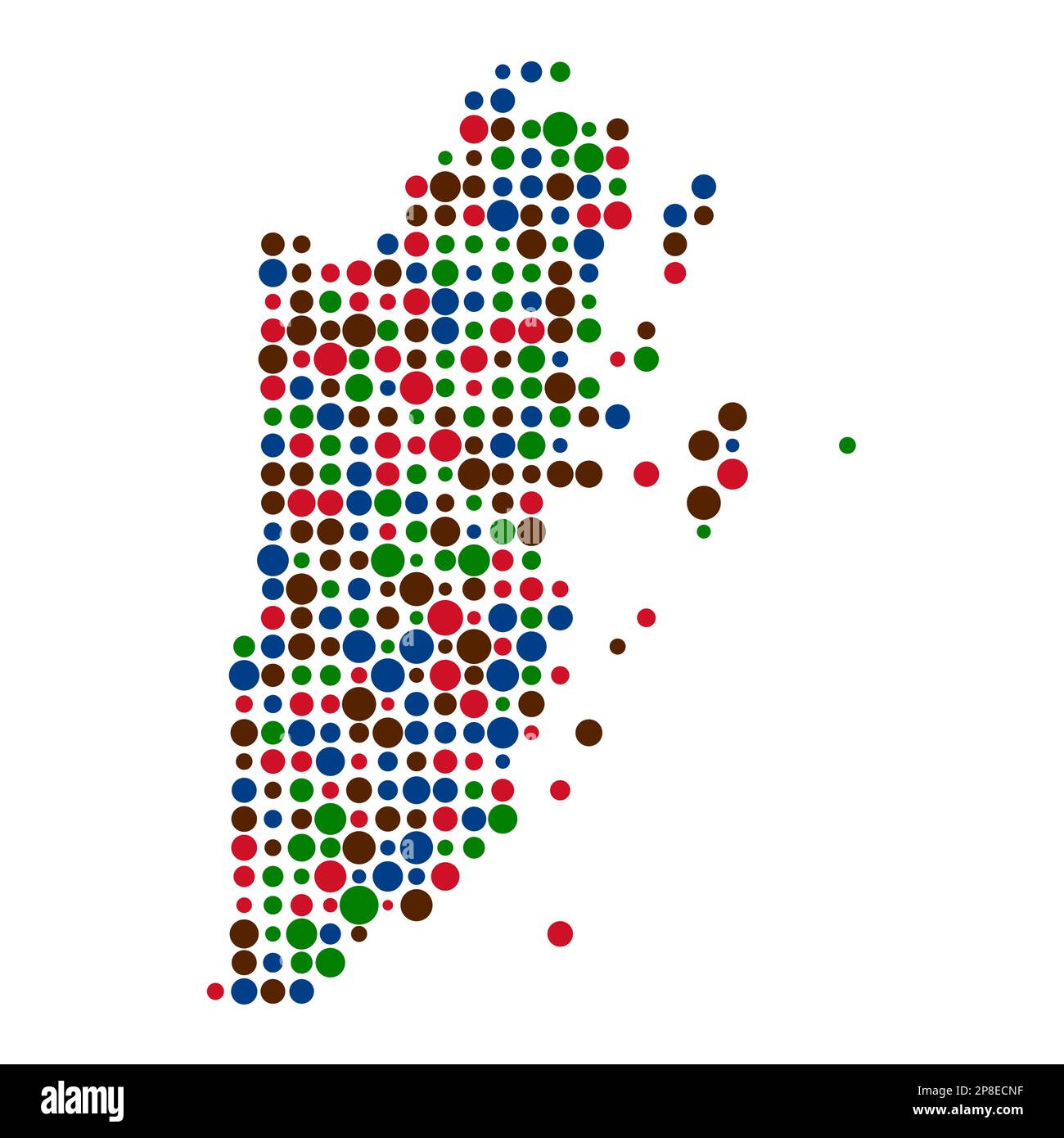 Belize Map Silhouette Pixelated generative pattern illustration Stock ...
