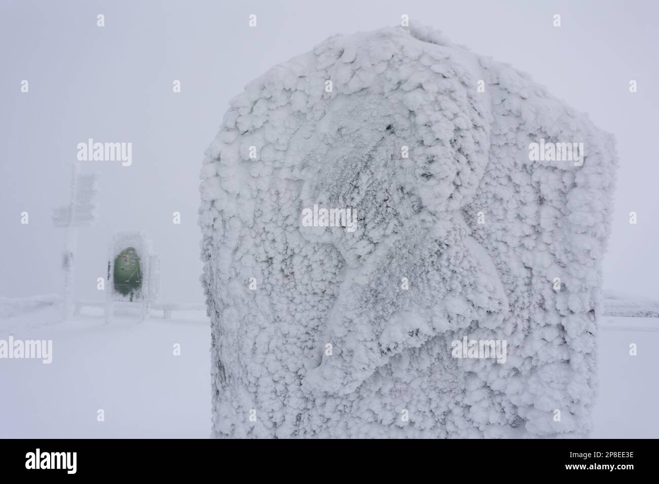 Schierke, Germany. 09th Mar, 2023. View of the icy memorial stone to ...