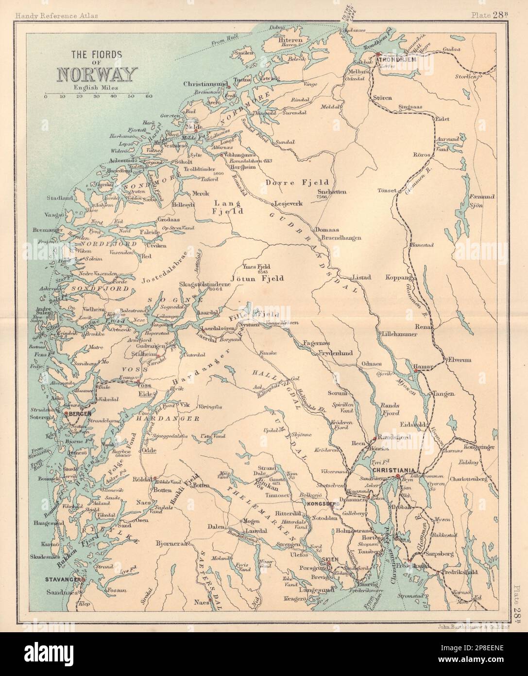 The Fjords of Norway. Norwegian Coast. Oslo. BARTHOLOMEW 1898 old ...