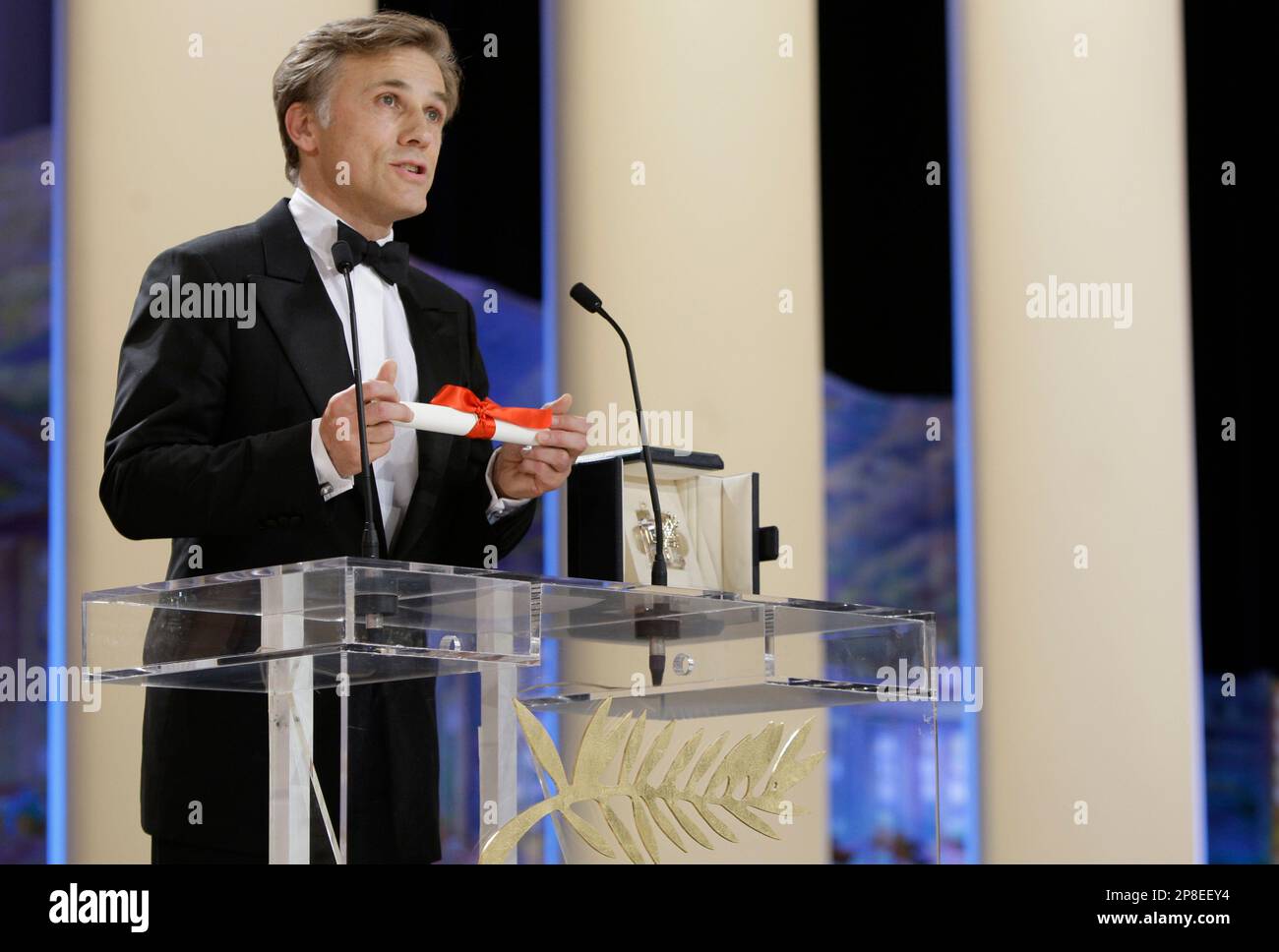 Austrian actor Christoph Waltz speaks after receiving the Best Actor ...