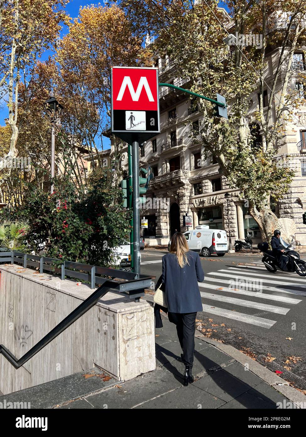 Rome, Italy - december 2, 2022; entrance of metro or subway station in ...