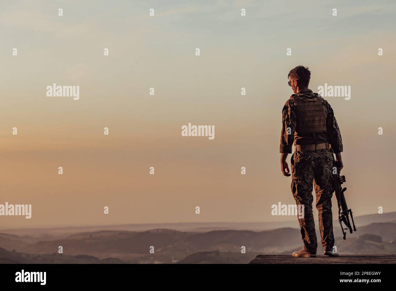Soldier portrait on sunset local hero urban legend authentic Stock ...