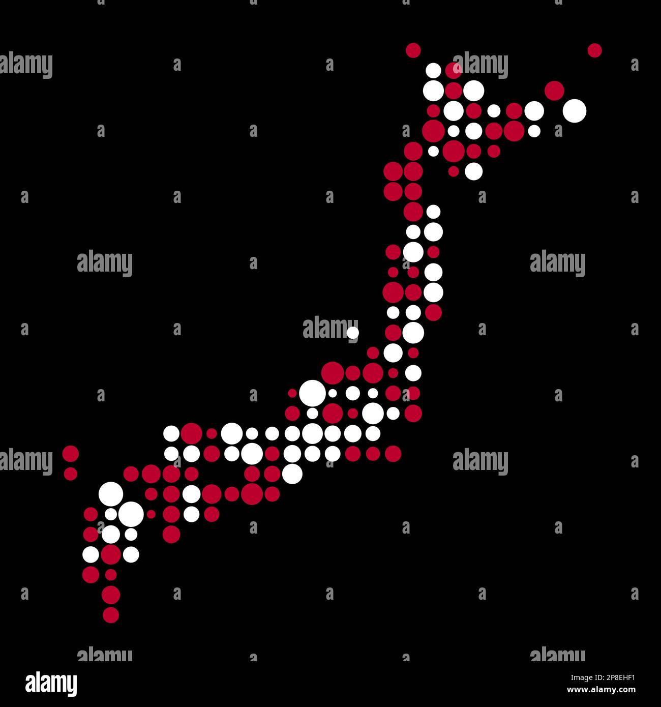 Japan Map Silhouette Pixelated generative pattern illustration Stock ...