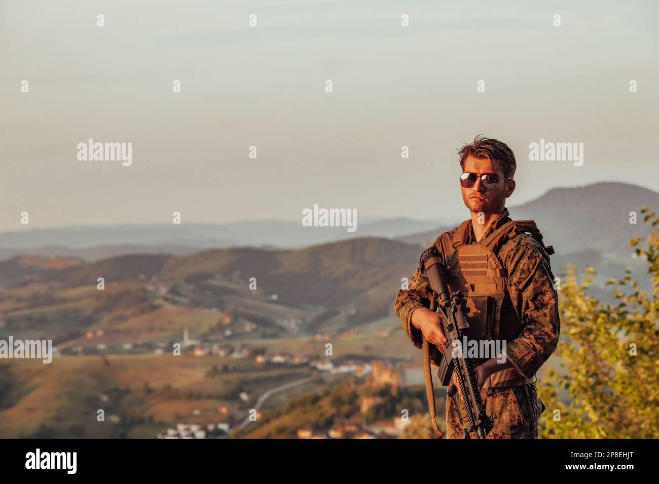 Soldier portrait on sunset local hero urban legend authentic Stock ...
