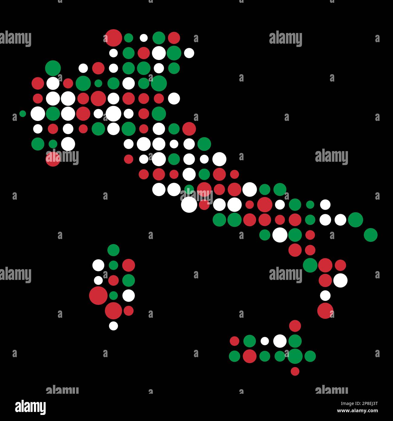 Italy Map Silhouette Pixelated generative pattern illustration Stock ...