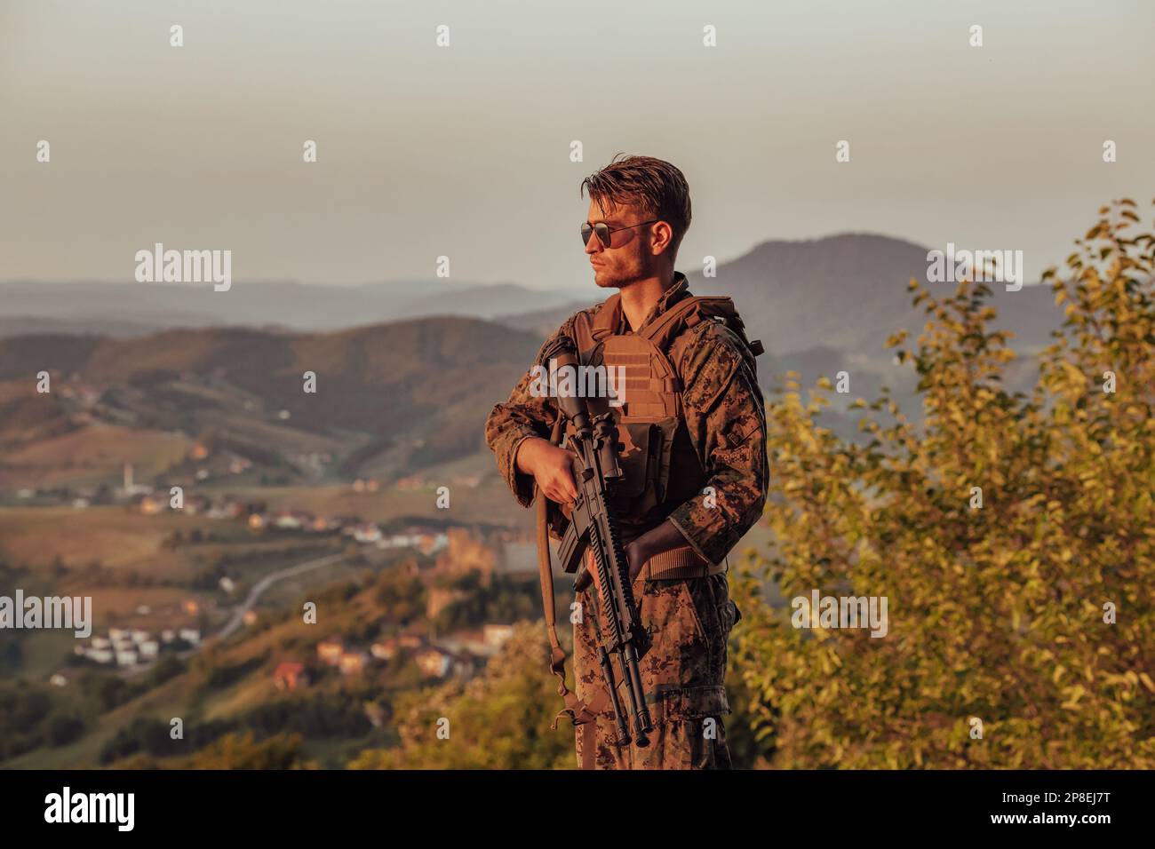 Soldier portrait on sunset local hero urban legend authentic Stock ...