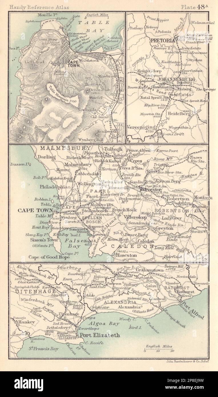 Environs of Port Elizabeth, Cape Town & Pretoria. South Africa 1898 old ...