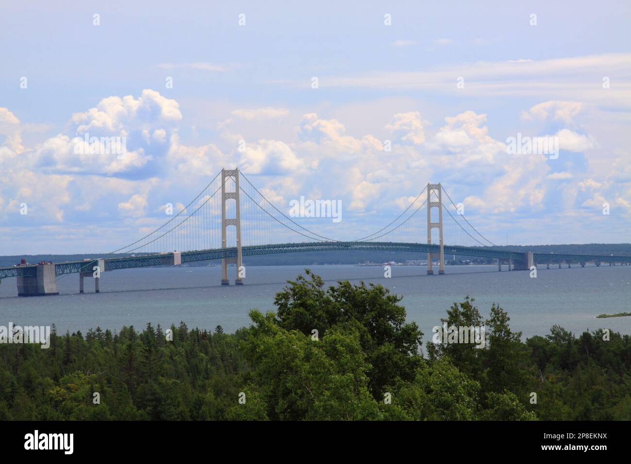 A long bridge connecting the upper and lower peninsula of Michigan ...