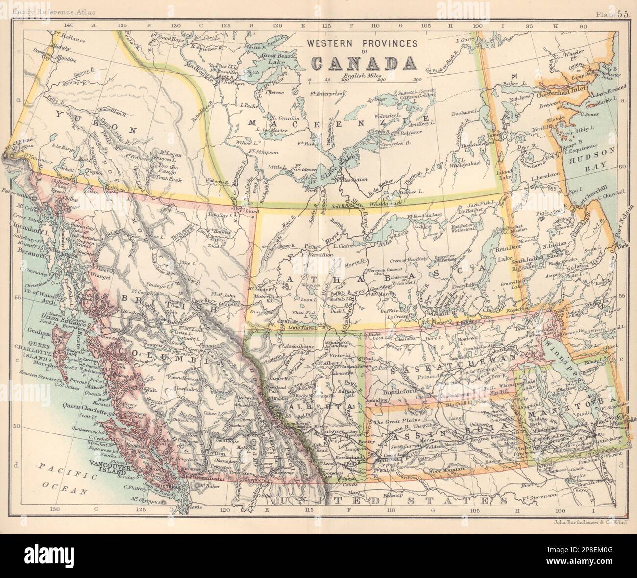 Western Canada. British Columbia Alberta Athabasca Manitoba 1898 old ...