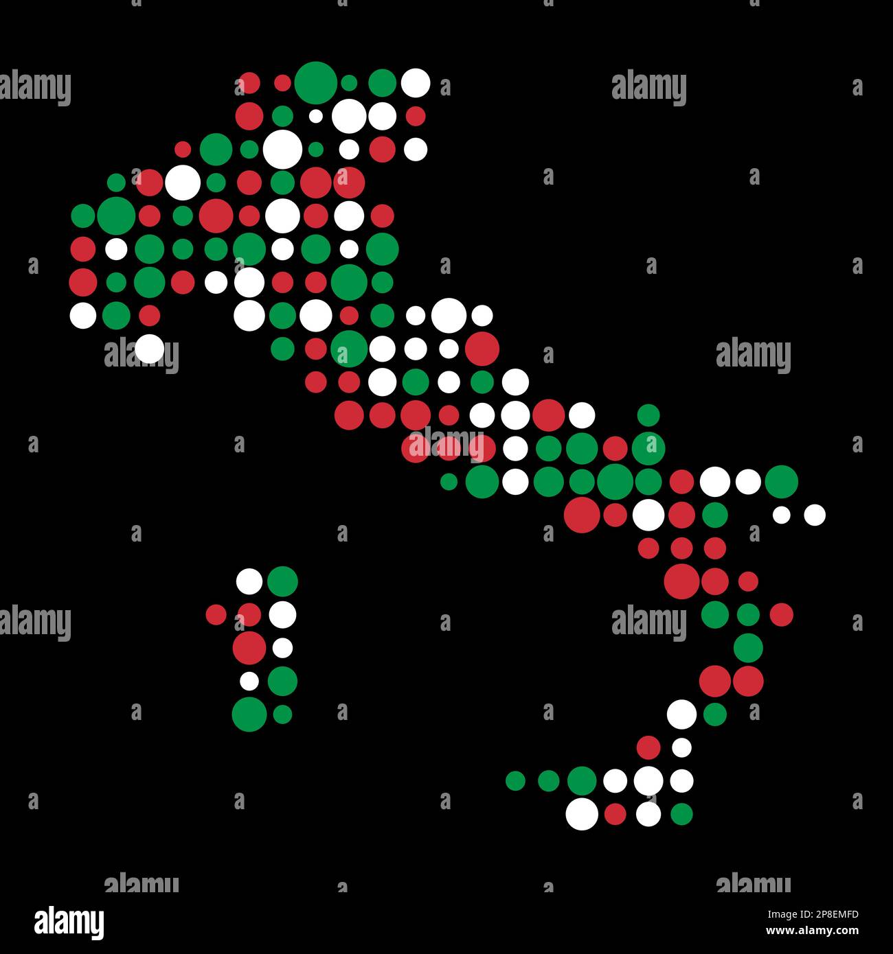 Italy Map Silhouette Pixelated generative pattern illustration Stock ...