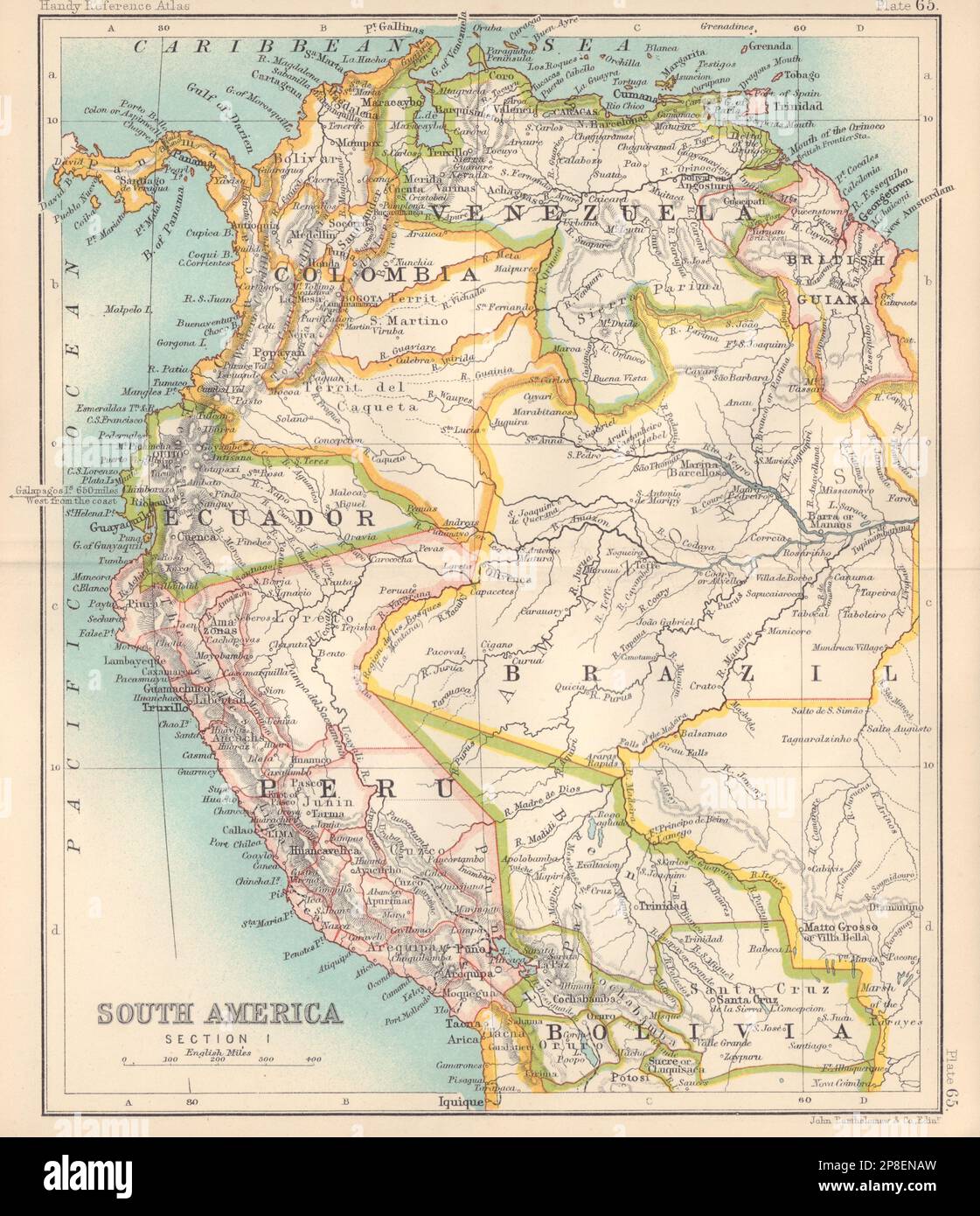 NW South America. Amazonia Ecuador Colombia Venezuela Peru 1898 old map ...
