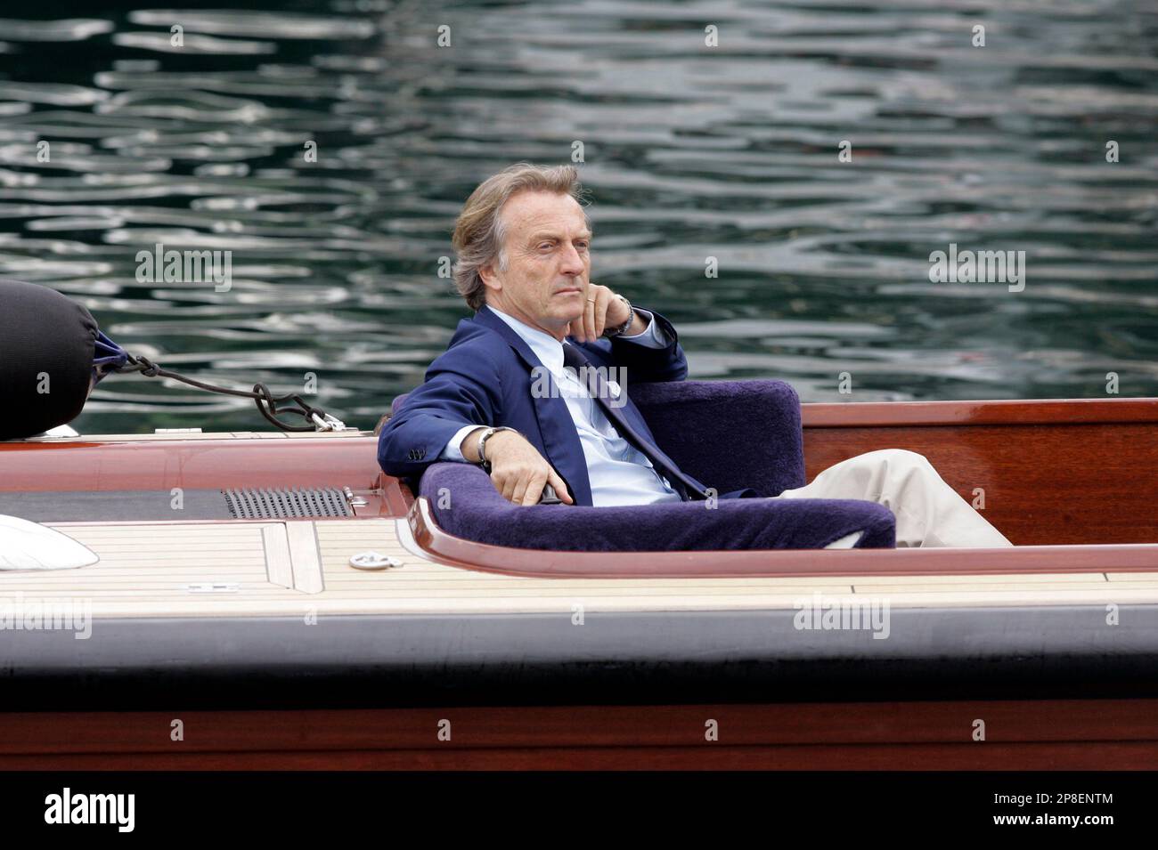 Luca di Montezemolo,president of Ferrari, arrives on a boat to attend a ...