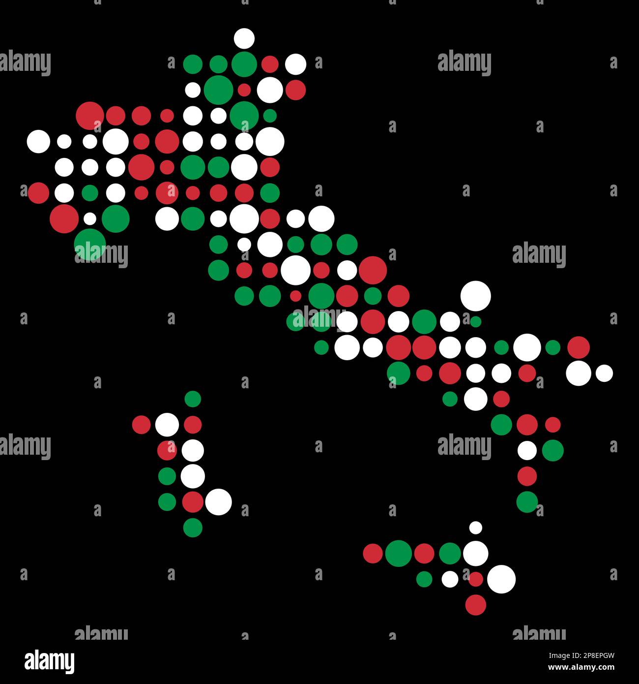 Italy Map Silhouette Pixelated generative pattern illustration Stock ...
