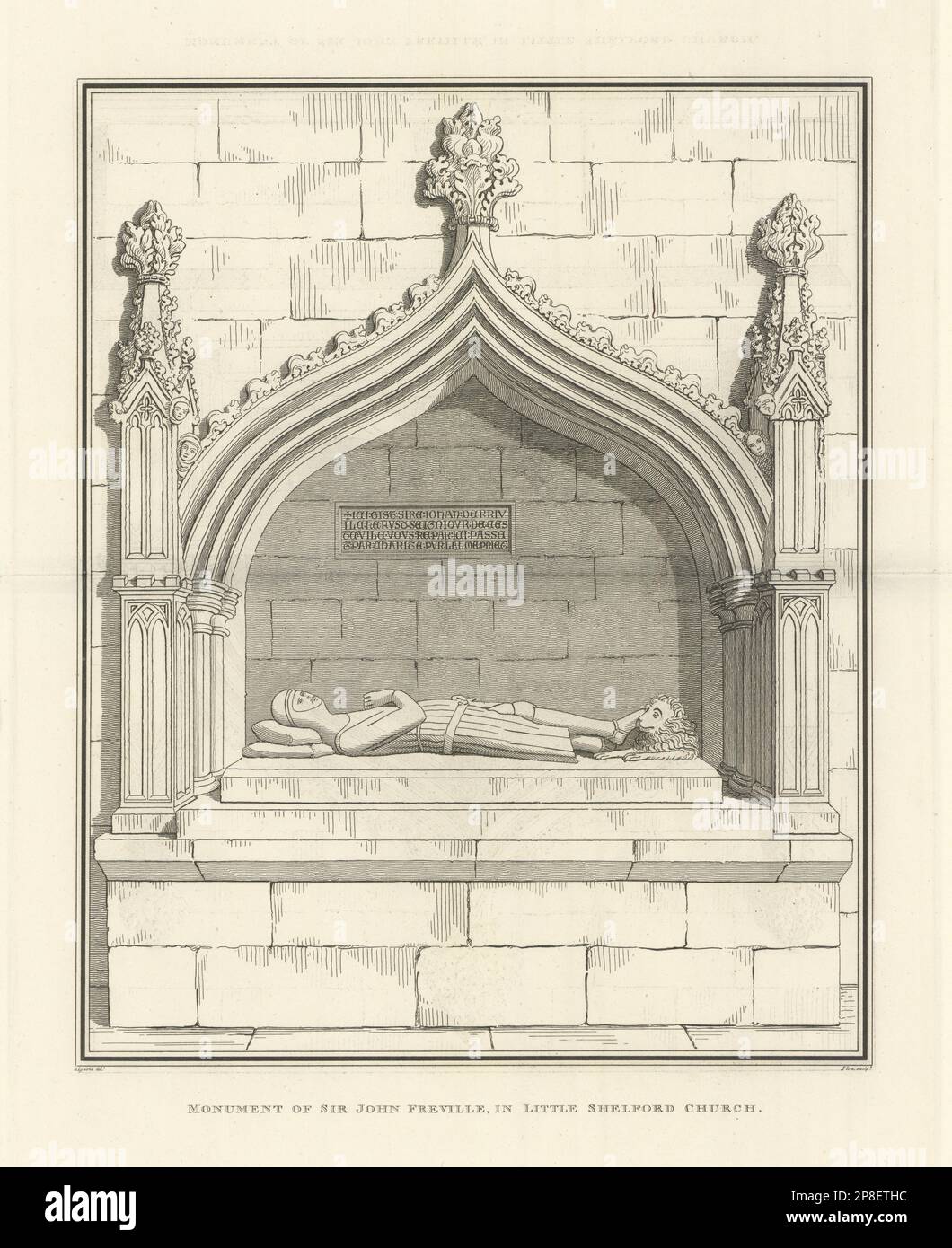 Monument of Sir John de Freville in Little Shelford Church. LYSONS 1810 ...