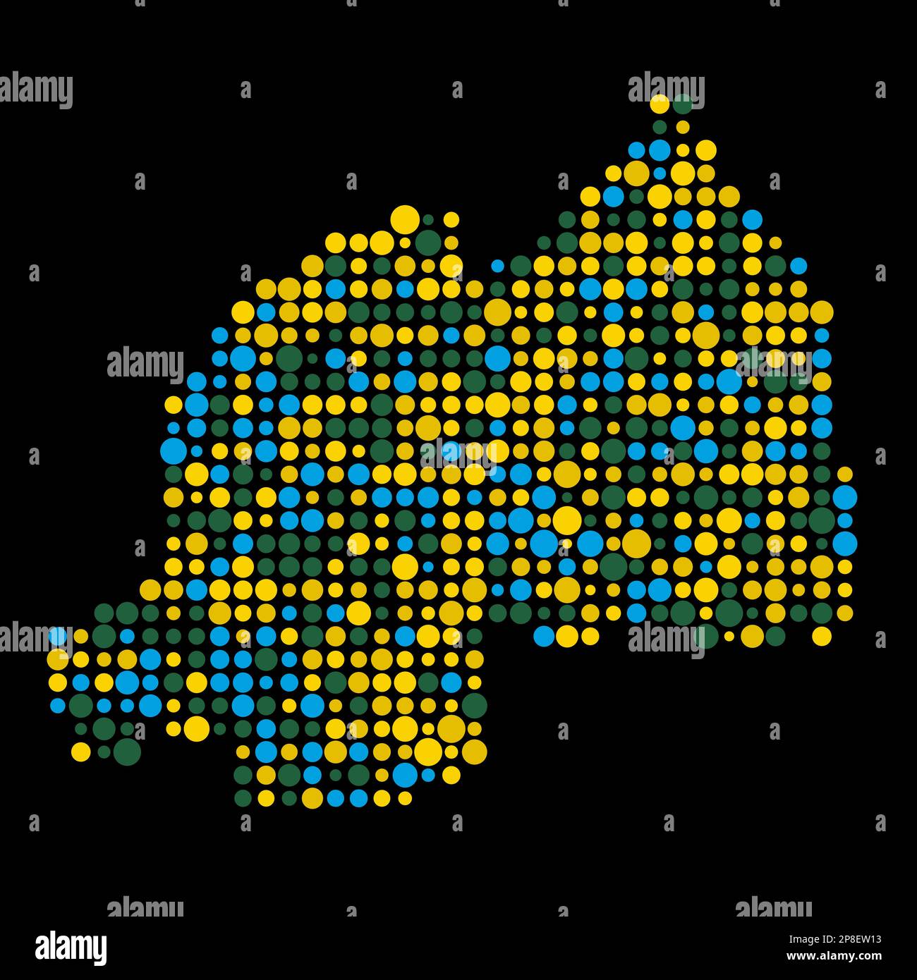 Rwanda Map Silhouette Pixelated generative pattern illustration Stock ...