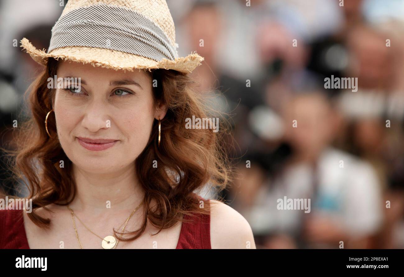 French actress Emmanuelle Devos poses during a photo call for the film ...