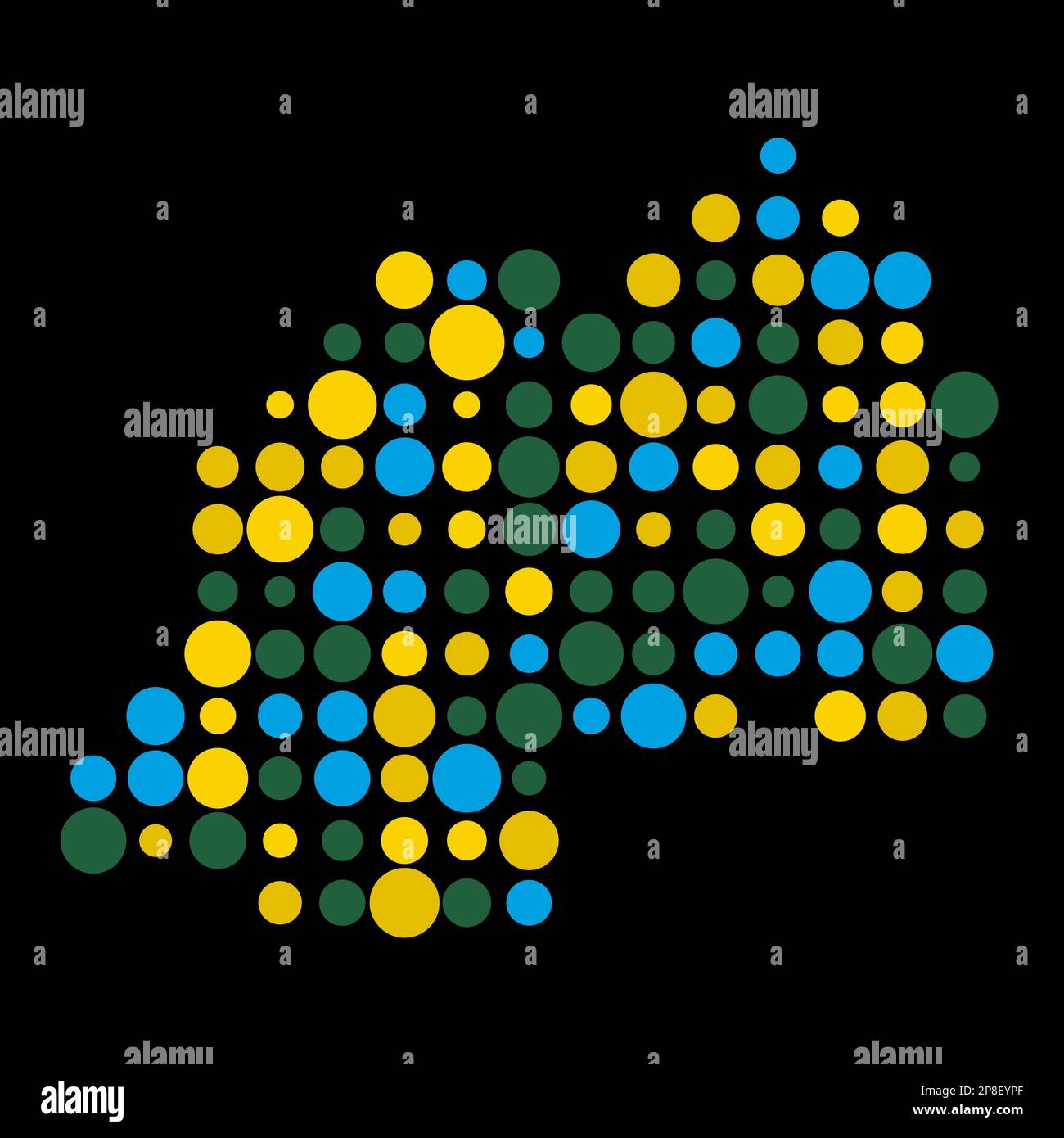 Rwanda Map Silhouette Pixelated generative pattern illustration Stock ...