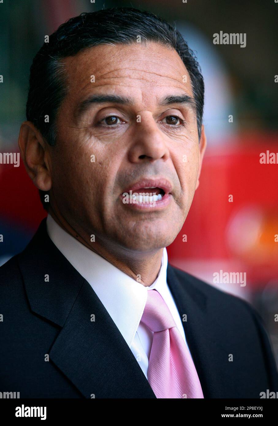 Los Angeles Mayor Antonio Villaraigosa talks during a news conference ...